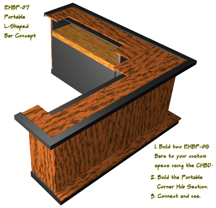 EHBP-07 L-shaped Portable Party Bar | Easy Home Bar Plans